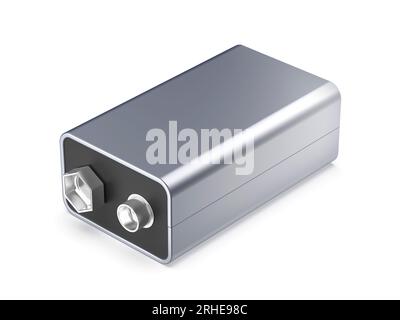 Nine volt alkaline battery on white background Stock Photo - Alamy