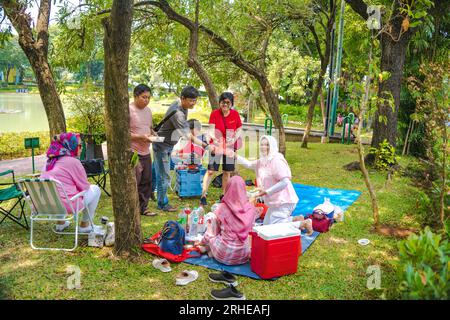 August 12, 2023. Jakarta, Indonesia. A group of people are having a ...