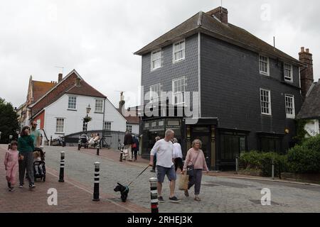 The cobblestone bridge just beyond Cliffe High Street in Lewes Stock ...