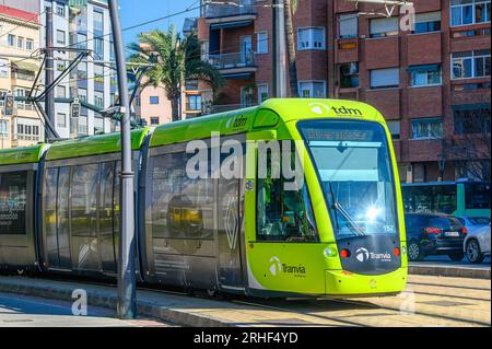 Murcia, Spain, public transportation tram. The electric tramway or ...