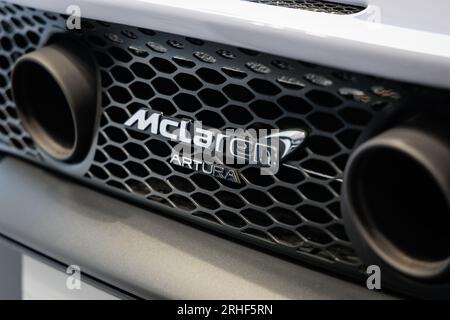 Exhaust pipes at the rear of a McLaren Supercar at the Manor Classic ...