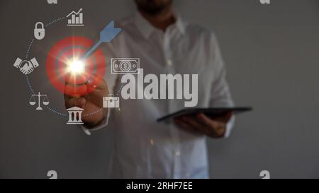 business man handling documents and develop the company's strategy with ...