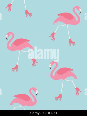 Vector hand drawn flamingo riding roller skates Stock Vector Image ...