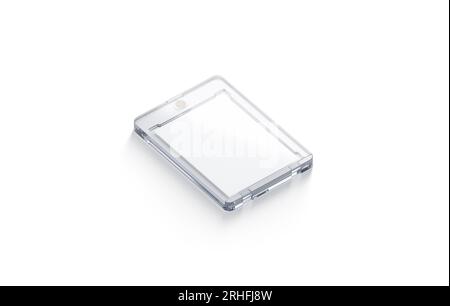 Blank transparent plastic trading card mockup, side view Stock Photo ...
