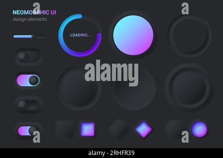 Neon UI / UX / KIT elements set. Universal design interface for Mobile ...