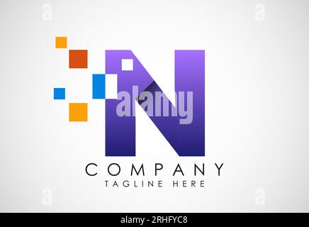 English alphabet with data pixel. Creative technological modern data pixel logo Stock Vector ...