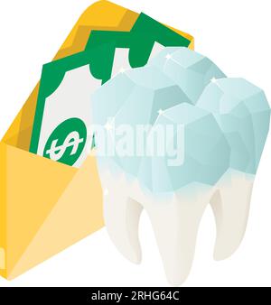 Enamel restoration icon isometric vector. Shiny healthy restored human ...