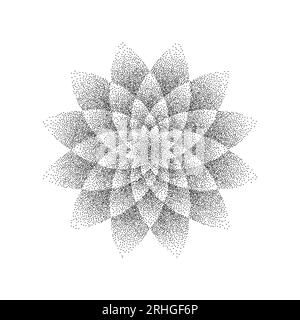 Stipple flower background. Dotted mandala ornament. Noise grain shape ...