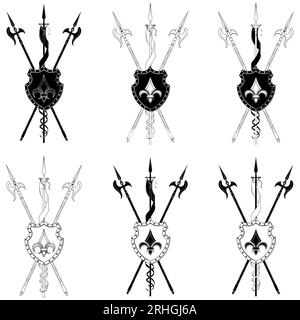 Middle ages heraldry shield vector design, coat of arms with fleur de ...