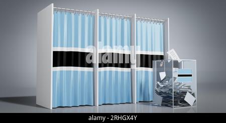 Botswana - voting booths and ballot box - election concept - 3D ...