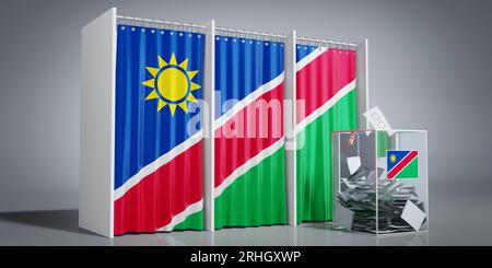 Namibia - voting booths and ballot box - election concept - 3D ...