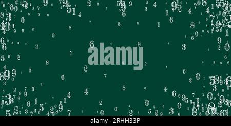 Scattered numbers. White chalk digits flying chaotic. Back to school ...