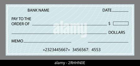 Blank personal check template, vector illustration. Isolated on white ...