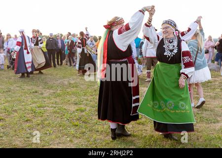 Women in traditional seto estonian costumes dancing, celebrating ...