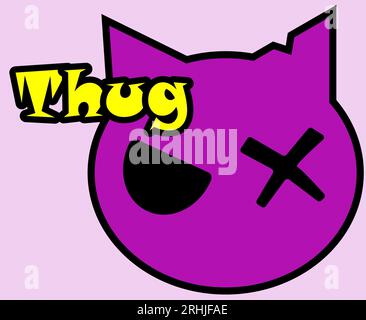 Sticker of cute black kawaii cat in cloak for Halloween on purple ...