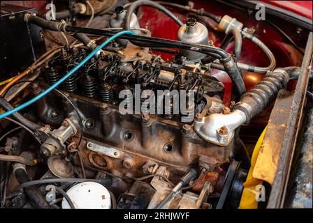 MGB sports car internal view of engine Stock Photo - Alamy