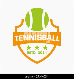 Tennis Ball Logo Concept With Shield and League Symbol Stock Vector ...