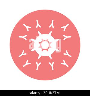 Antibodies attacking virus color line icon. Human diseases. Pictogram ...