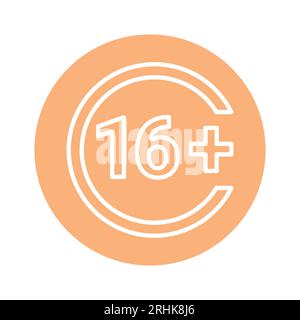 Age limit 16 line color icon. Isolated vector element. Outline ...