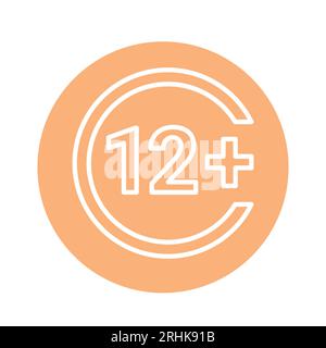 Age limit 12+ line color icon. Isolated vector element. Outline ...