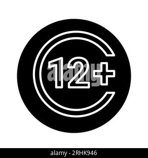 Age limit 12 line color icon. Isolated vector element. Outline ...