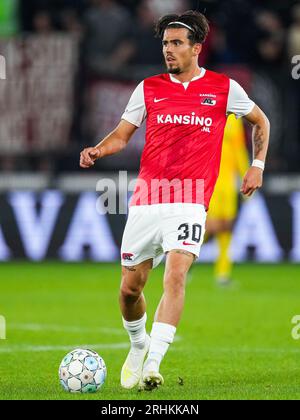 ALKMAAR - 17/08/2023, Denso Kasius of AZ Alkmaar in the third ...