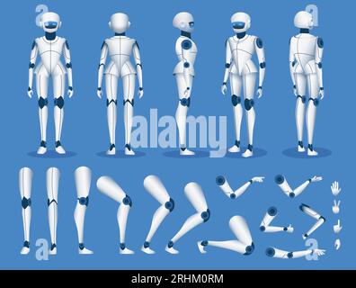 Robot Vector. Animation Set. Mechanism Robot Helper. Cyborgs, AI Futuristic Humanoid Character ...
