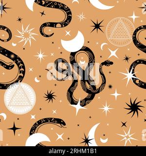 Boho Snakes Seamless pattern. Mystical background Stock Vector Image ...