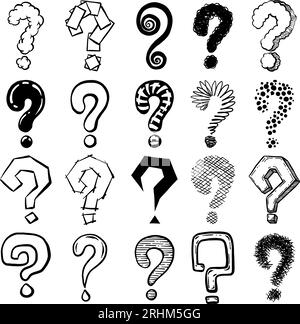 Questions marks. Hand drawn doodle ask sign set. Vector Who Why FAQ ...