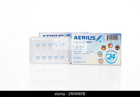 CHONBURI, THAILAND-MAY 3, 2023: Aerius with packaging on white ...