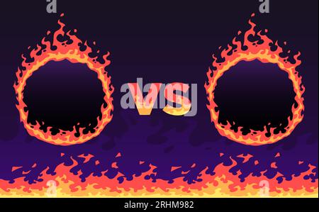 Colorful fire flame, wildfire frames and banners. Various cartoon ...