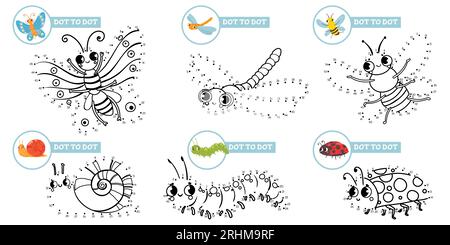 Outlined cute cartoon insects for coloring book. Vector illustration ...