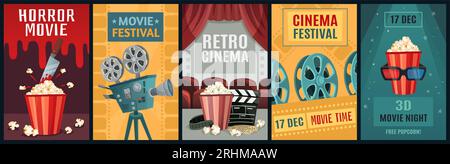 Cinema movie brochure template layout. Event in theatre. 3d film ...