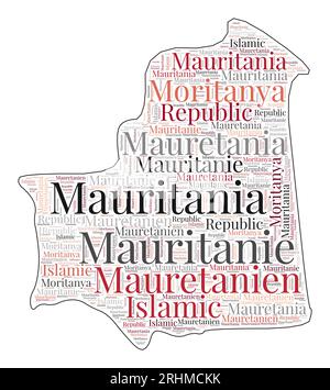 Mauritania map in modern style with flag of Mauritania on left side ...