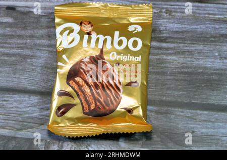 Cairo, Egypt, August 4 2023: Bimbo Choco max chocolate cream biscuit, Tasty and delicious ...