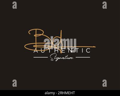 B, D, BD Initial letter handwritten and signature vector image template ...