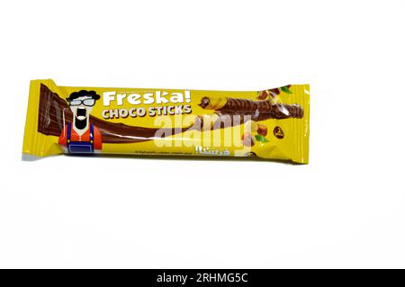 Crispy wafers with chocolate and hazelnut cream Stock Photo - Alamy