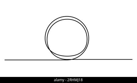 Continuous Line Drawing of Circular Shapes and Thin Outlines on White ...