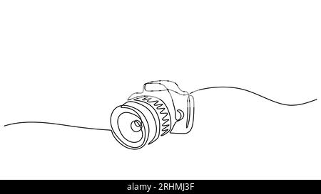 DSLR Camera continuous one line drawing, vector illustration editable ...
