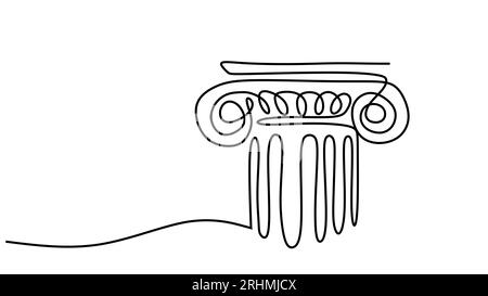 Greek column one continuous line drawing. Minimalist style old building ...