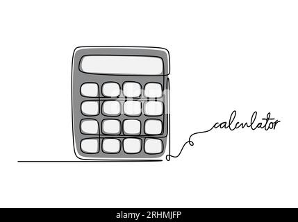 Calculator - School education object, one line drawing continuous ...