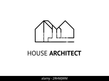 Architect logo icon, line drawing minimalist vector illustration ...