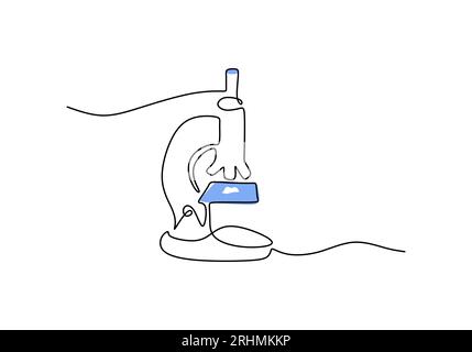 Continuous one line drawing of microscope laboratory. Microscope line ...