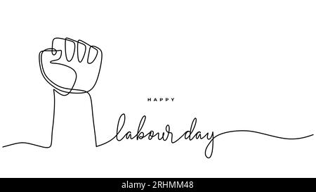 Labour day one line drawing. Hand continuous drawn celebration with arm ...