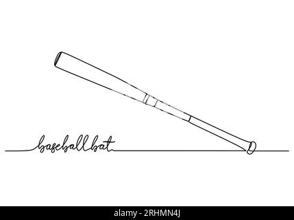 continuous single line drawing of baseball player swinging bat, line ...