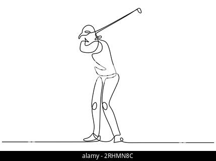 Golf player one line drawing. Continuous golfer illustration vector ...