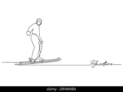 Ski Costume One Line Drawing: Continuous Hand Drawn Sport Theme Object ...