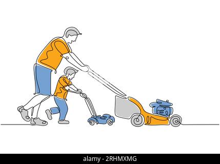 Son and dad icon, linear isolated illustration, thin line vector, web ...