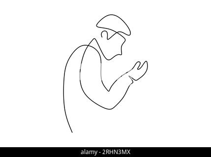 Continuous one line man praying outline Stock Vector Image & Art - Alamy