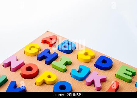 Colorful Letters of Alphabet made of wood Stock Photo - Alamy